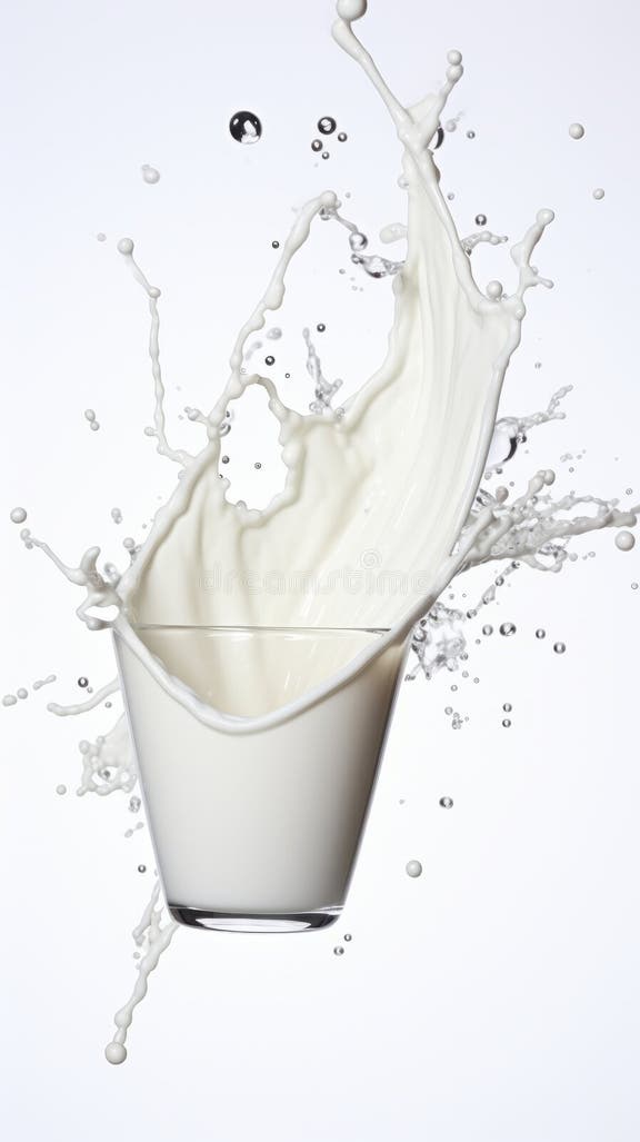 Splash of Milk in a Cup on a White Background Stock Photo - Image of ...