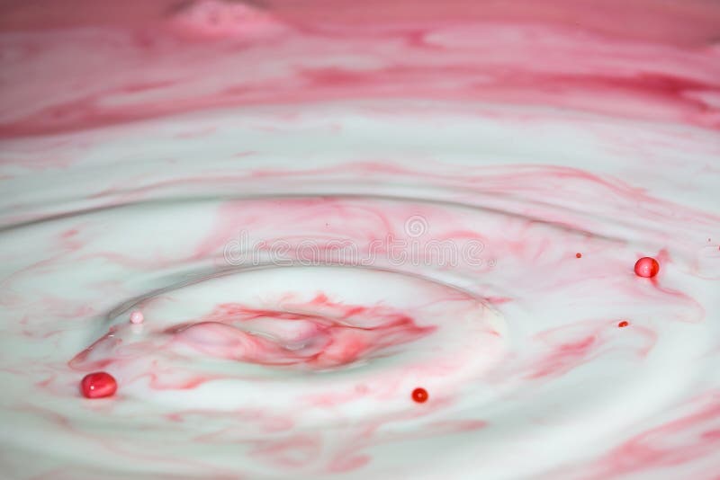Splash of Milk Drop in Pink Color. Stock Image - Image of science, food ...
