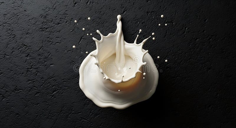 A Splash of Milk Erupts Against a Textured Black Surface, Creating ...