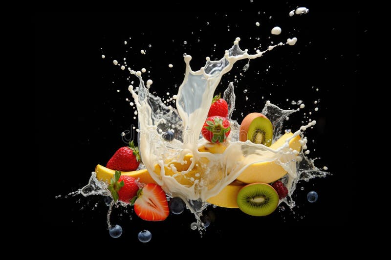 Splash Milk and Fruit. Milkshake. Smoothie. Stock Illustration ...