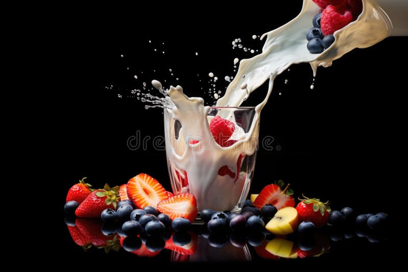 Splash Milk and Fruit. Milkshake. Smoothie. Stock Illustration ...