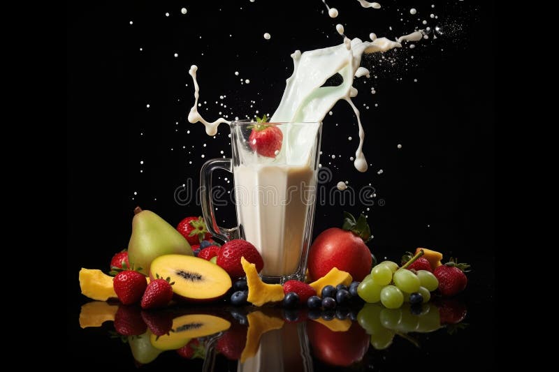Splash Milk and Fruit. Milkshake. Smoothie. Stock Image - Image of ...