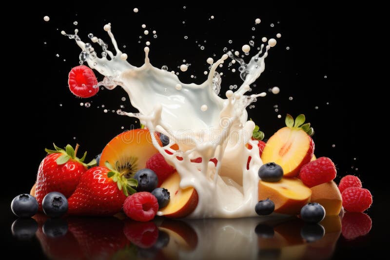 Splash Milk and Fruit. Milkshake. Smoothie. Stock Illustration ...