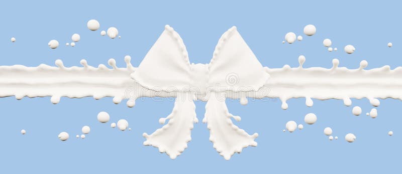Splash of Milk, Gift Bow, Milk Ribbon, Illustration 3d Rendering Stock ...