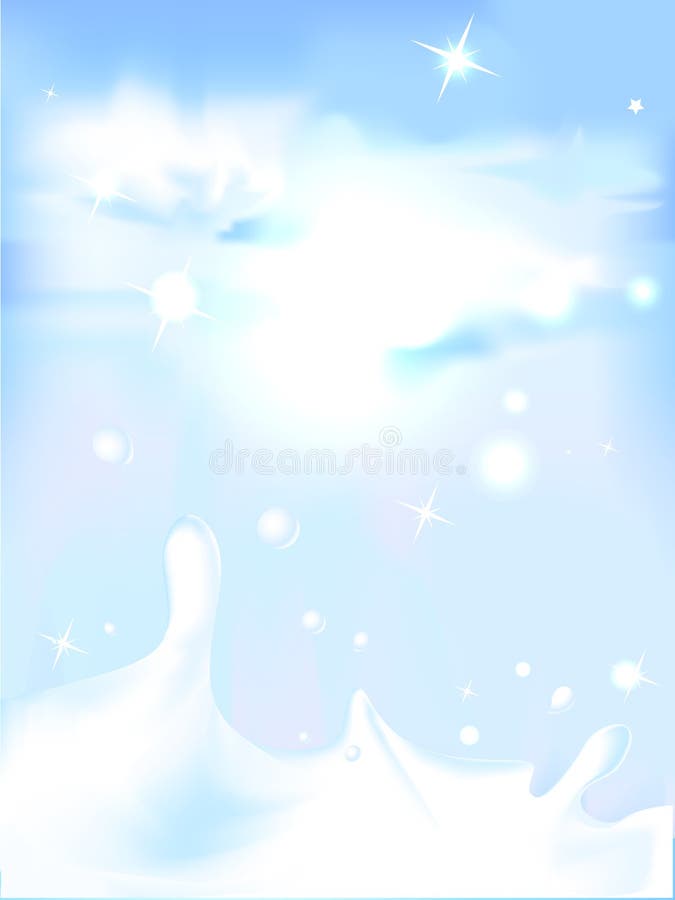 Blue Milk Design with Milk Splash, Farm Animal and Sunset - Vector ...