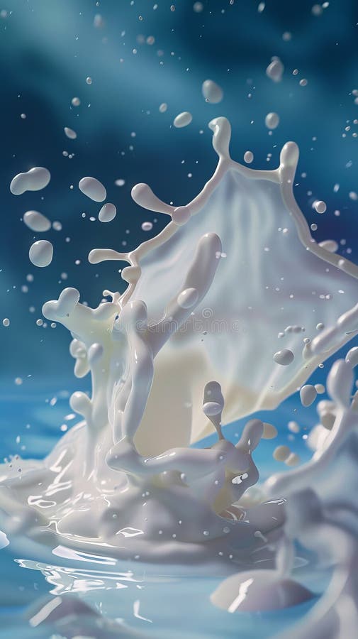 Splash of Milk in Water with Droplets in Motion. Abstract Liquid Art ...
