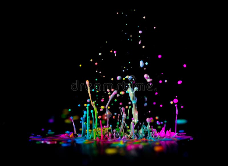 Splash of Multi-colored Ink on a Black Background. Paint Explosion ...