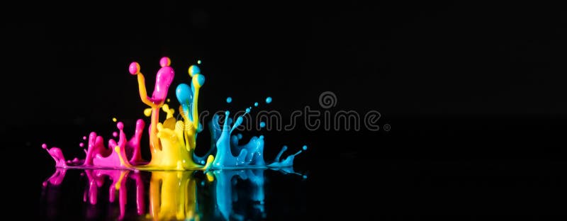 Splash of Multi-colored Ink on a Black Background. Paint Explosion ...