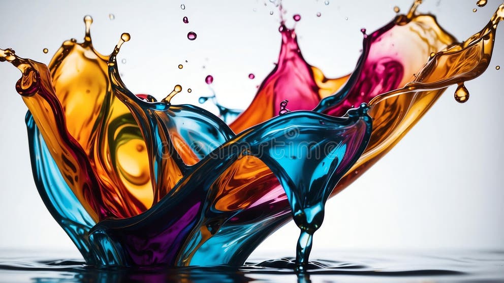 Splash of Multicolor Liquid Isolated in White Backgrou Ai Generated ...