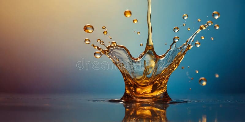 A Splash of Oil is Splashing Out of a Bottle. Stock Illustration ...