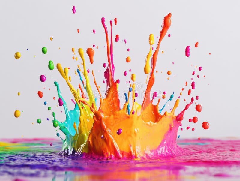 Splash of Paint with Many Colors, Including Red, Yellow, and Blue Stock ...