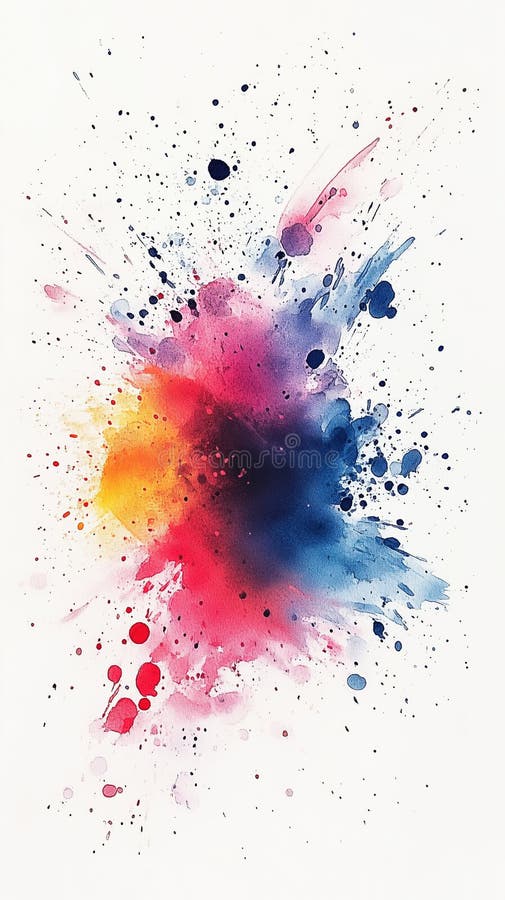 Splash Painting with Warm and Cold Colors Stock Illustration ...