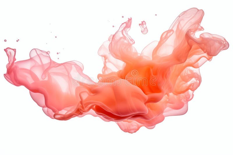 Splash of Peach Drop in Water Isolated on a White Background, Cloud of ...