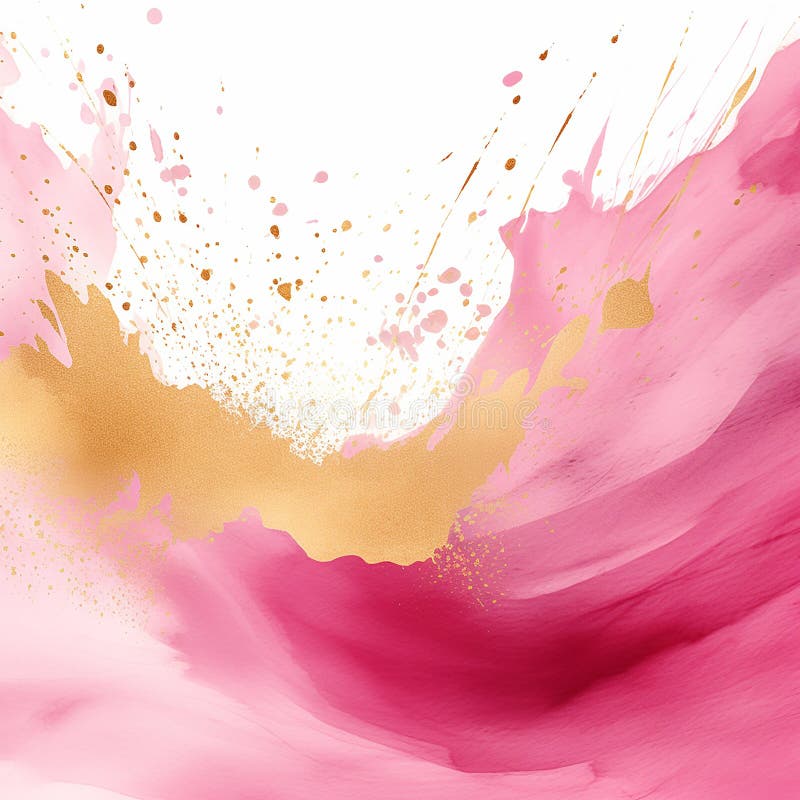 Splash of Pink with Gold in an Abstract Splatter Design. Stock ...