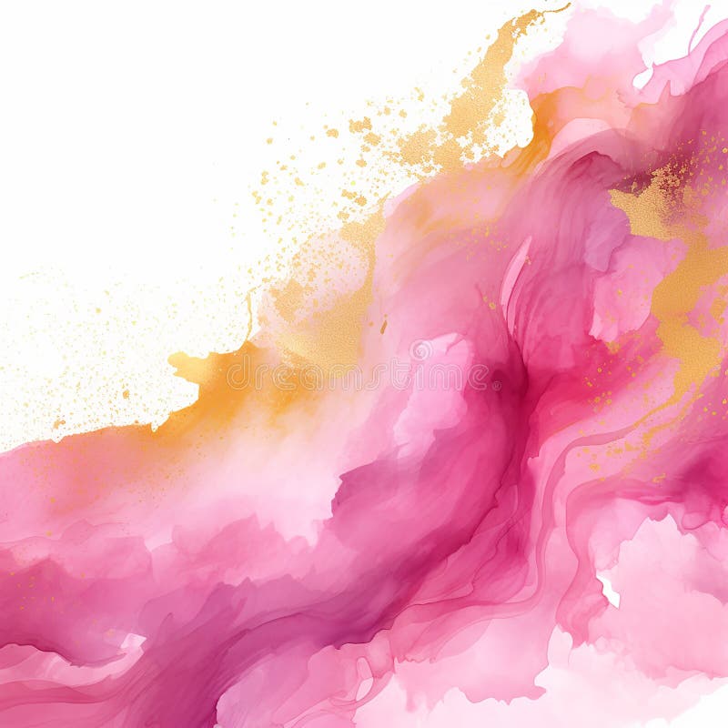 Splash of Pink with Gold in an Abstract Splatter Design. Stock ...