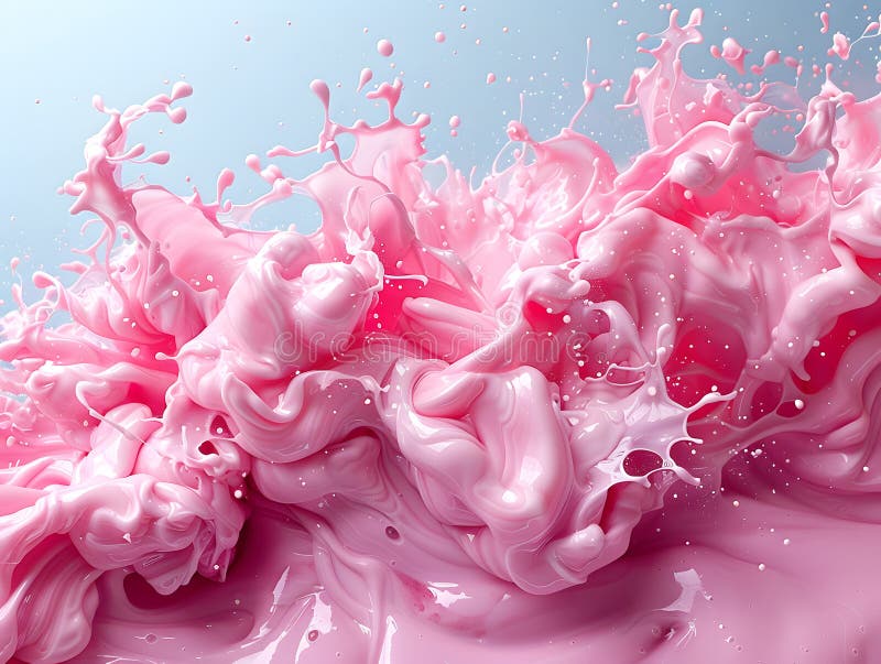 Splash of Pink Liquid on a Blue Background. Artificial Intelligence ...