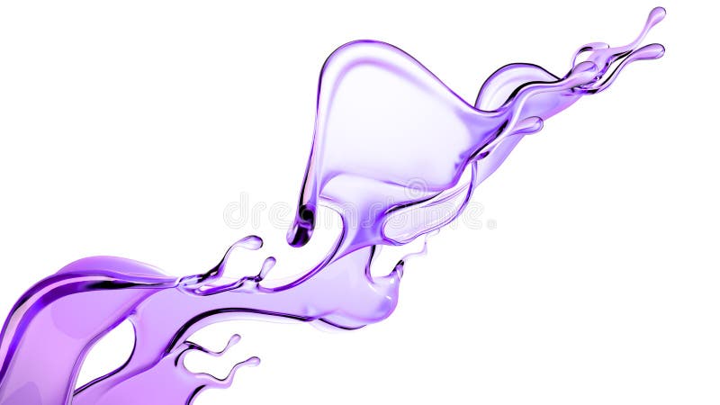 A Splash of Purple Transparent Liquid. 3d Illustration, 3d Rendering ...