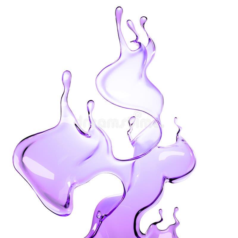 A Splash of Transparent Purple Liquid on a White Background. 3d ...