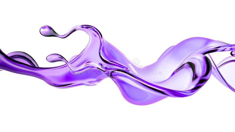 A Splash of Purple Transparent Liquid. 3d Illustration, 3d Rendering ...