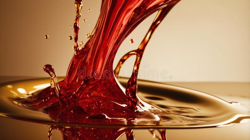 Splash of Red Liquid Isolated in Gold Ai Generated Stock Illustration ...