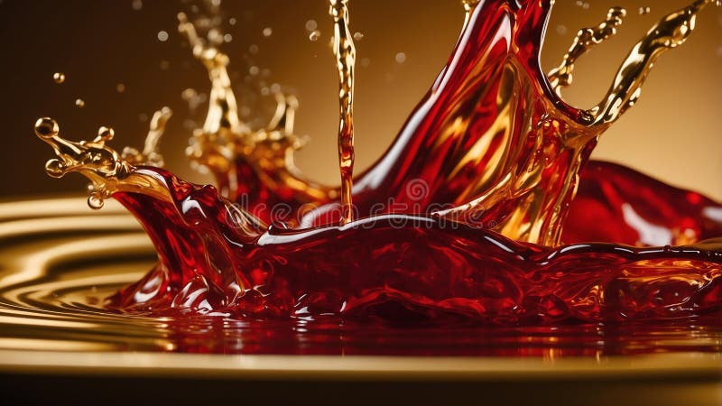 Splash of Red Liquid Isolated in Gold Ai Generated Stock Illustration ...