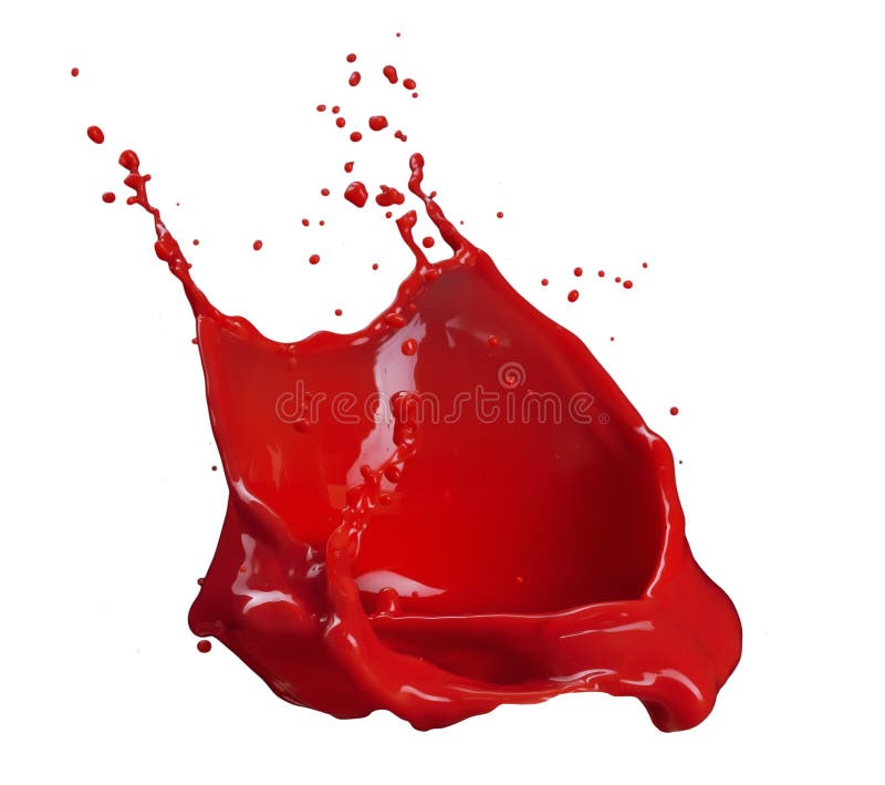 Splash of Red Paint Isolated on White Stock Image - Image of artistic ...