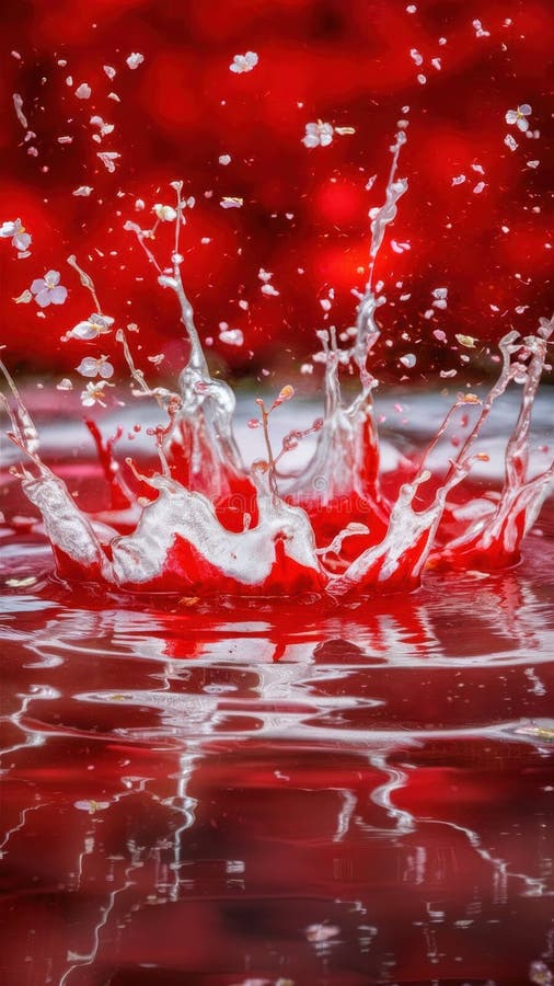 A Splash of Red Water with White Ripples Stock Illustration ...
