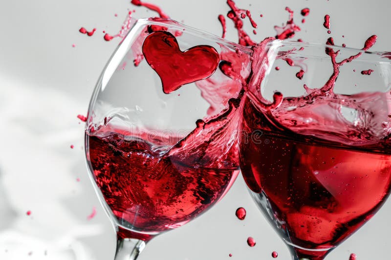 Splash of Red Wine in the Glass Forming the Heart Shape Stock ...