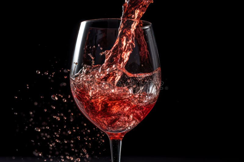 Splash Red Wine in Glass Generative Ai Stock Illustration ...