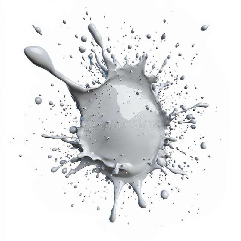 A Splash of Silver Liquid Creating Dynamic Droplets Against a White ...
