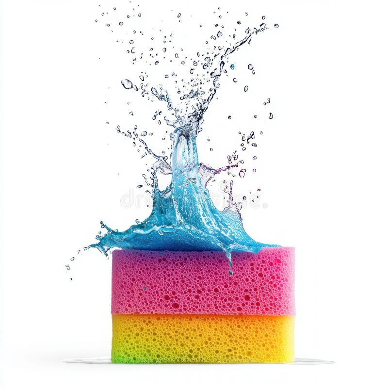 Splash on Stacked Sponges stock illustration. Illustration of white ...