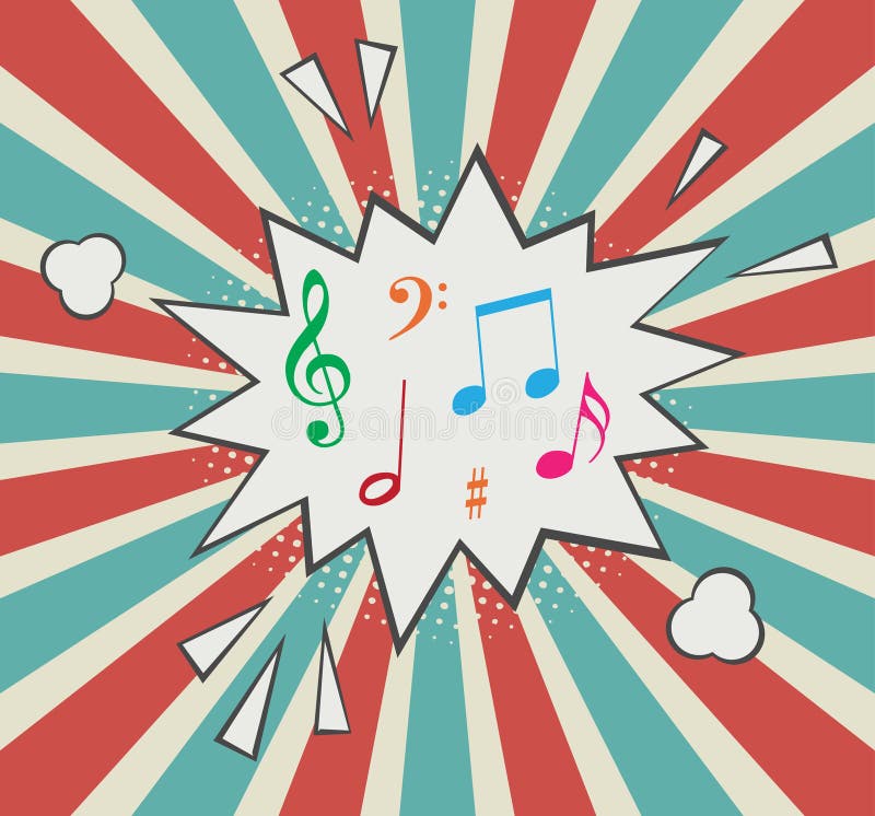 Splash Star Retro Music Notes Background Stock Vector - Illustration of ...