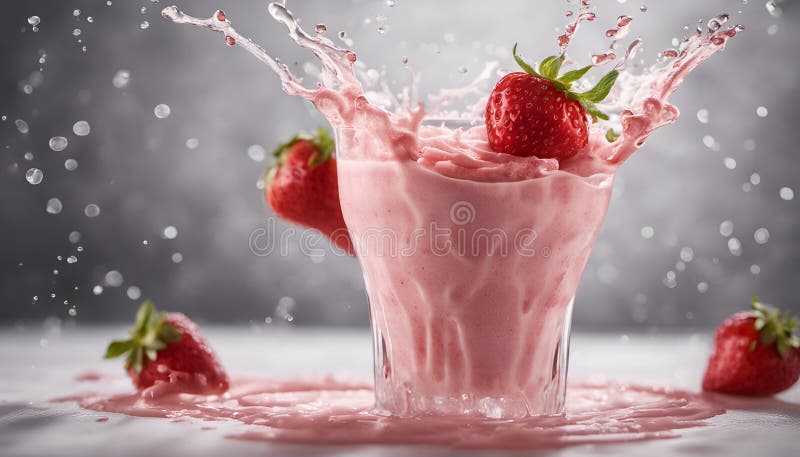 Splash Strawberry Milkshake Concept Stock Illustration - Illustration ...