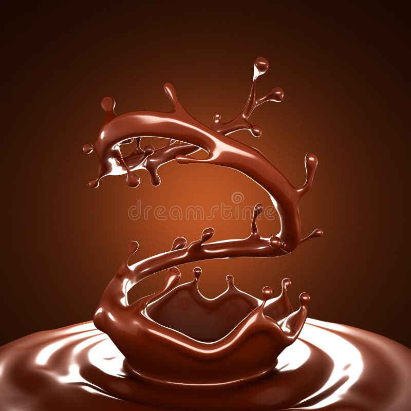 Splash, a Stream of Chocolate. 3d Illustration, 3d Rendering Stock ...