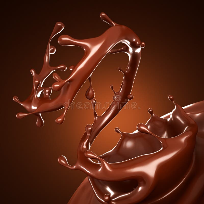 Splash, a Stream of Chocolate. 3d Illustration, 3d Rendering Stock ...