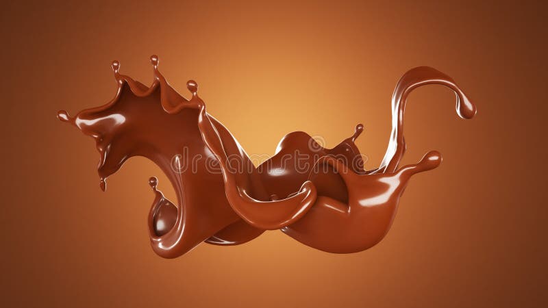 Splash, a Stream of Chocolate. 3d Illustration, 3d Rendering Stock ...