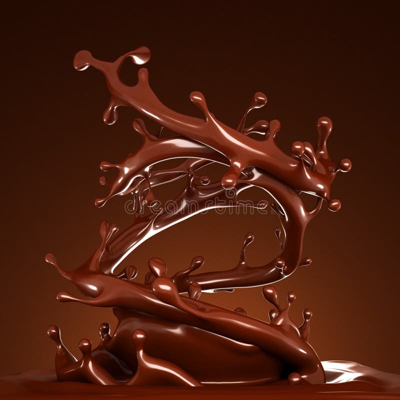 Splash, a Stream of Chocolate. 3d Illustration, 3d Rendering Stock ...