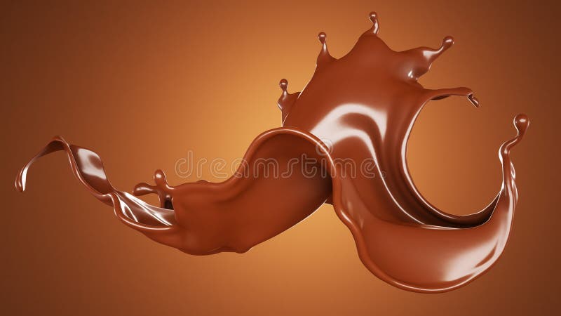 Splash, a Stream of Chocolate. 3d Illustration, 3d Rendering Stock ...