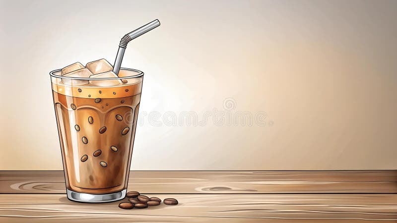 A Splash of Summer: a Whimsical Line Drawing of Iced Coffee AI ...