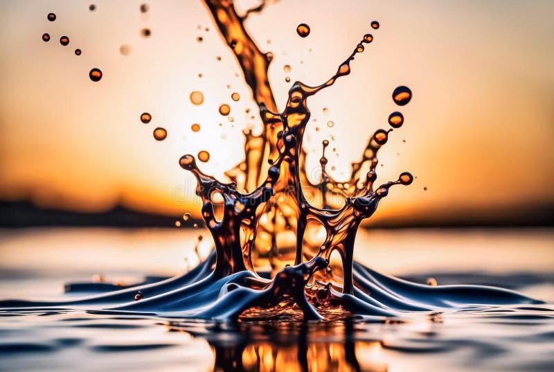 Splash on the Surface of Crude Oil Stock Illustration - Illustration of ...