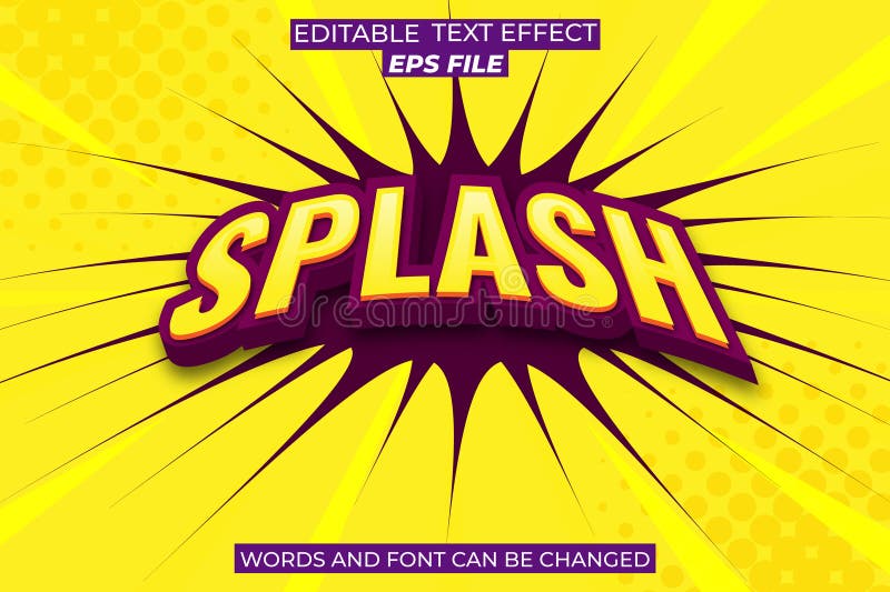 Splash Text Effect, Font Editable, Typography, 3d Text. Vector Template ...