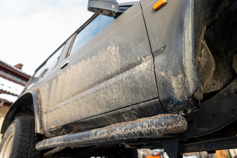 Dirty Car Side. Splash and Texture of Mud on a Car Stock Image - Image ...