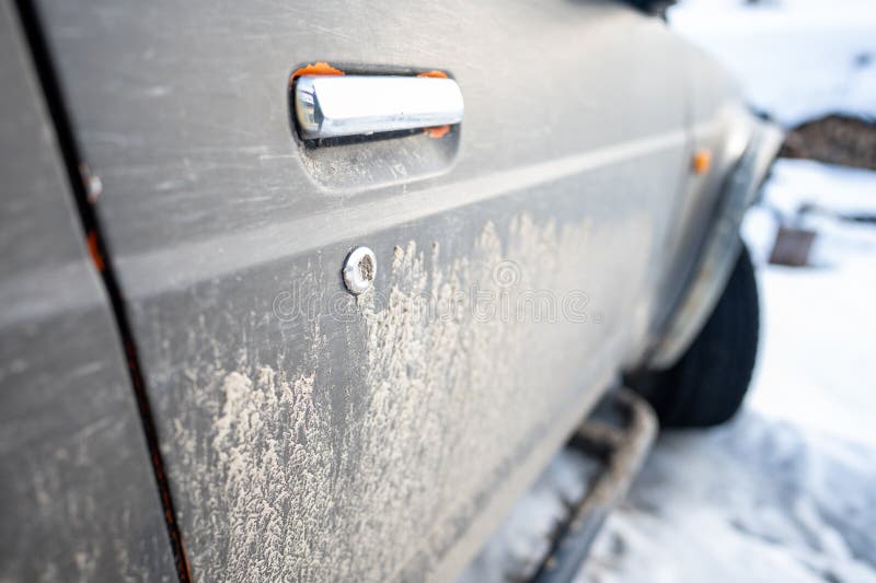 Dirty Car Side. Splash and Texture of Mud on a Car Stock Photo - Image ...
