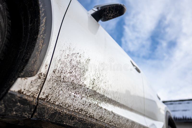 Dirty Car Side. Splash and Texture of Mud on a Car Stock Photo - Image ...