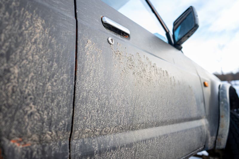 Dirty Car Side. Splash and Texture of Mud on a Car Stock Photo - Image ...