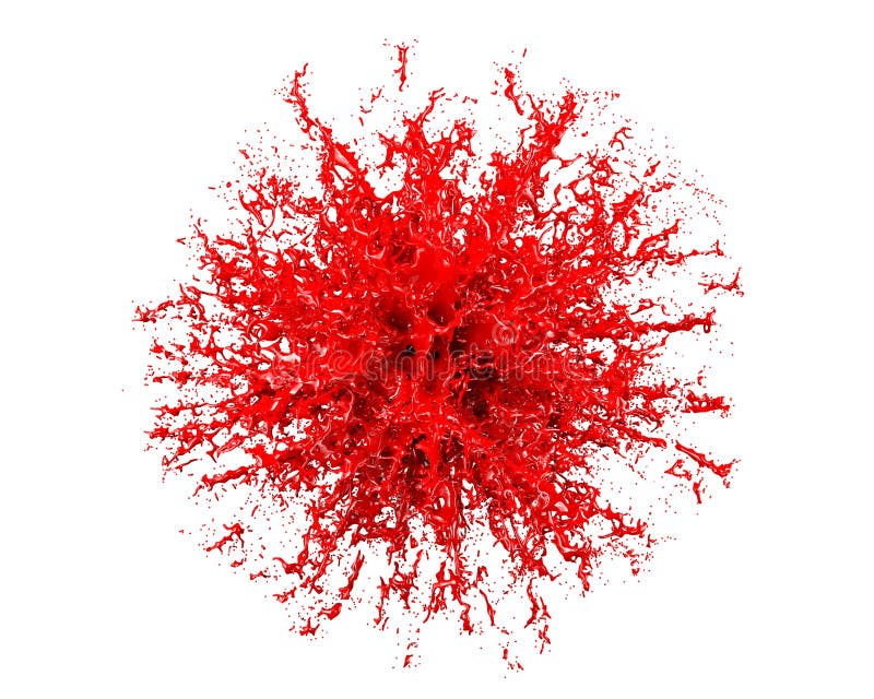 Splash of Thick Red Paint on a White Background. Top View. 3D Rendering ...