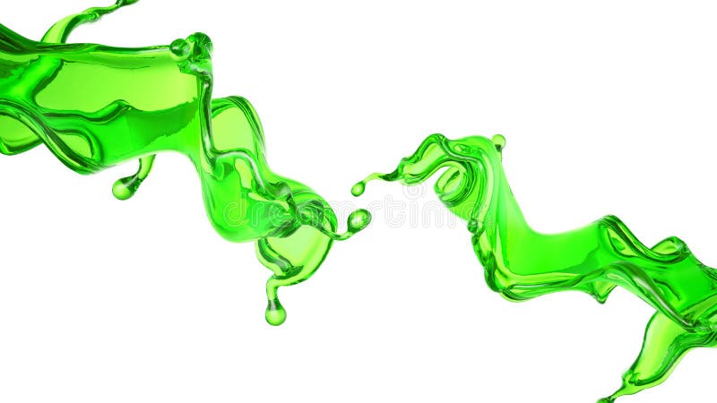 Splash of Transparent Liquid of a Green Color on a White Background. 3d ...