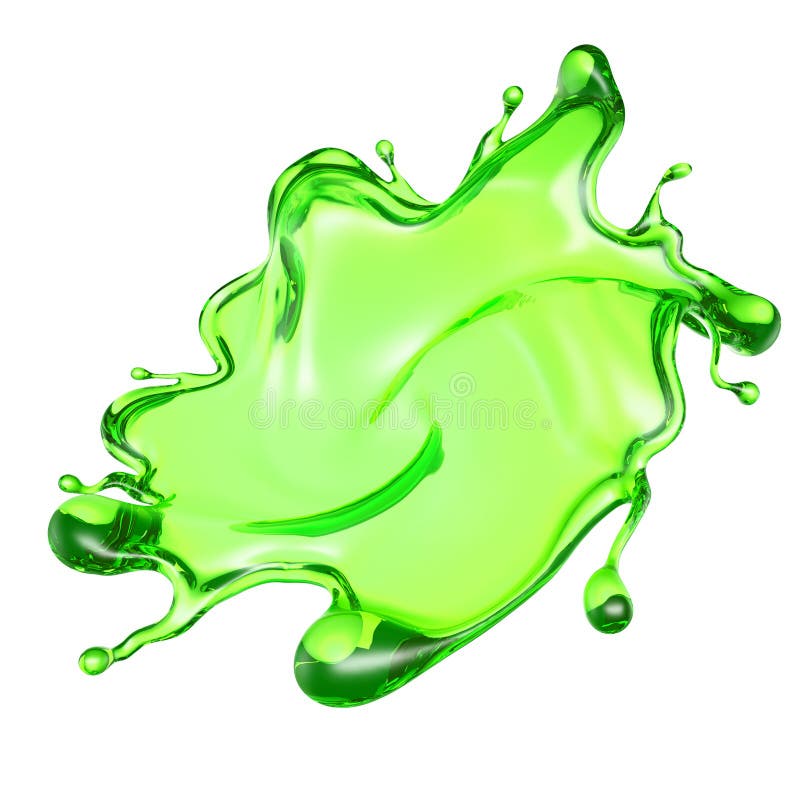 Splash of Transparent Liquid of a Green Color on a White Background. 3d ...