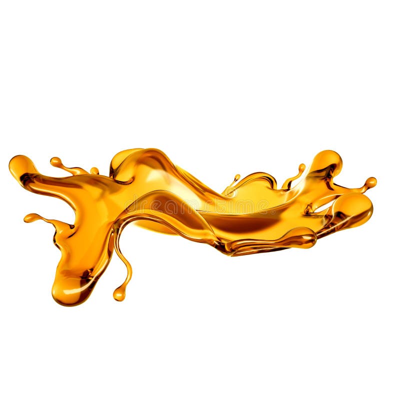 Splash of a Transparent Orange Liquid on a White Background. 3d ...