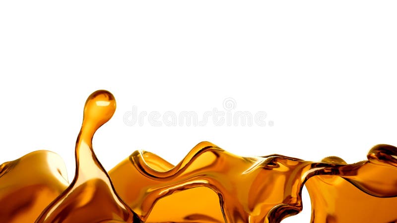 Splash of a Transparent Orange Liquid on a White Background. 3d ...